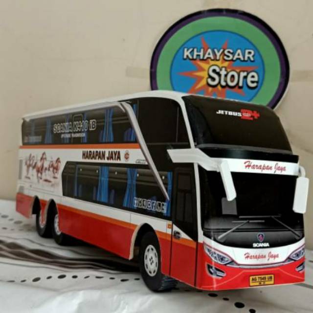 Jual Miniatur Bus bis / mainan bus bis harapan jaya Double deker ...
