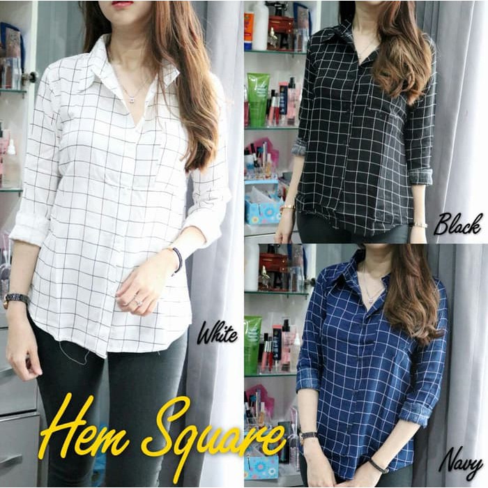 Jual Hem Square Baju At Kemeja-Wanita-Model-Lengan-Bubble-Panjang ...