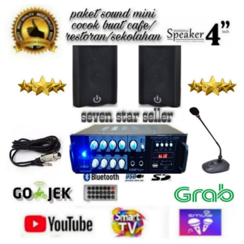 Jual paket sound audio 1 amplifier 2 speaker 1 mic meja | Shopee Indonesia