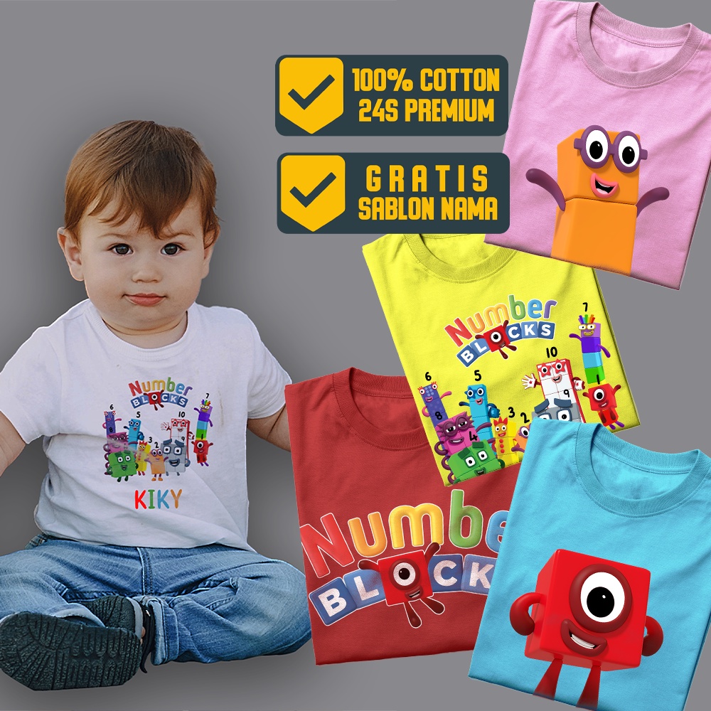 Jual NumberBlocks - Baju Kaos Number Block Angka Sablon Nama | Shopee ...