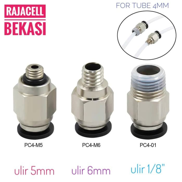 Jual PC4-M5 PC4-M6 PC4-01 Pneumatic Connector Push Fitting Bowden ...