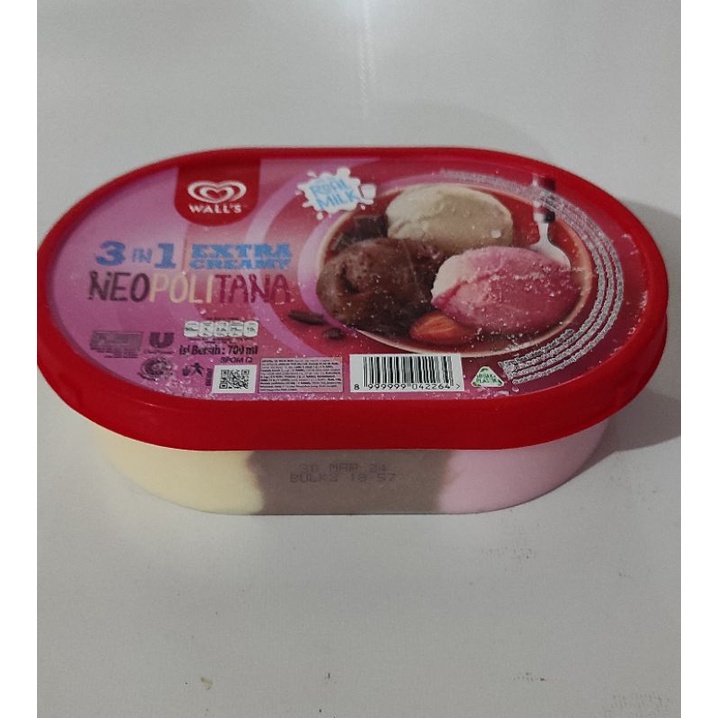 Jual Ice Cream WALLS NEOPOLITAN 700ml | Shopee Indonesia