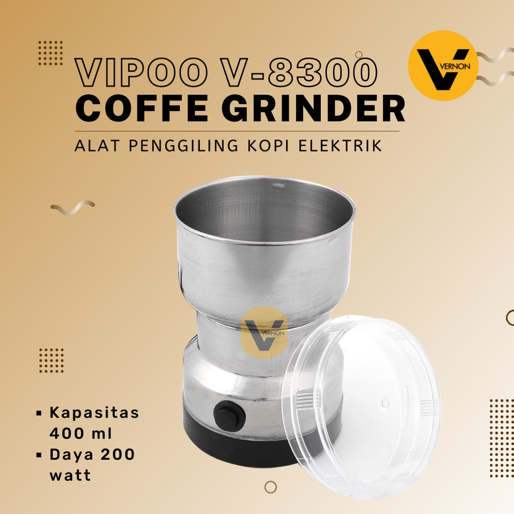 Jual Penggiling Kopi Elektrik Mini Serbaguna Coffe Grinder VIPOO V8300 | Shopee Indonesia