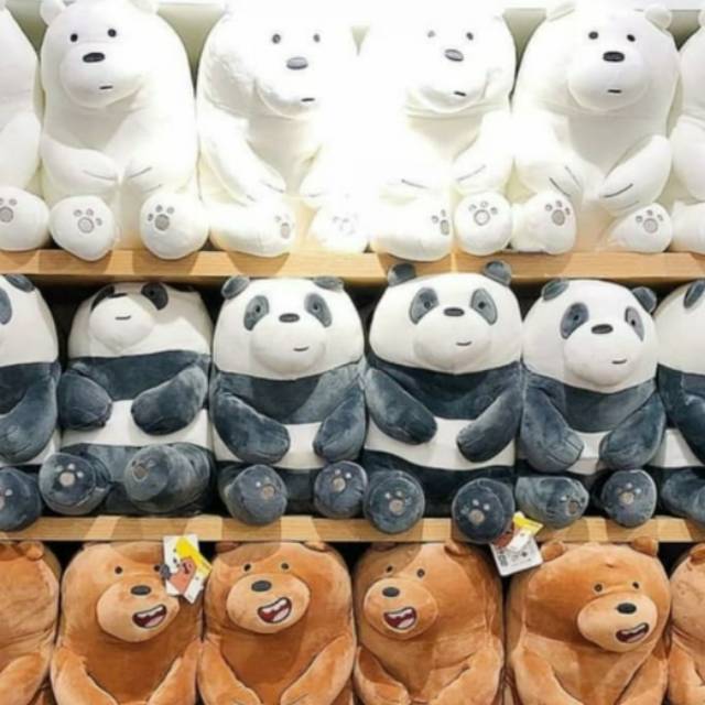 Jual MINISO - BONEKA WE BARE BEARS DOLL SITTING ICE BEAR GRIZZLY PANDA ...