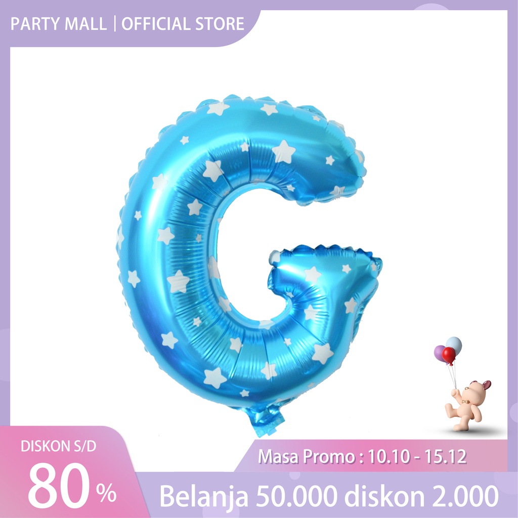 Jual Balon Foil Huruf Biru 16 Inch 40cm Abjad Alphabet A-Z Balon Foil ...