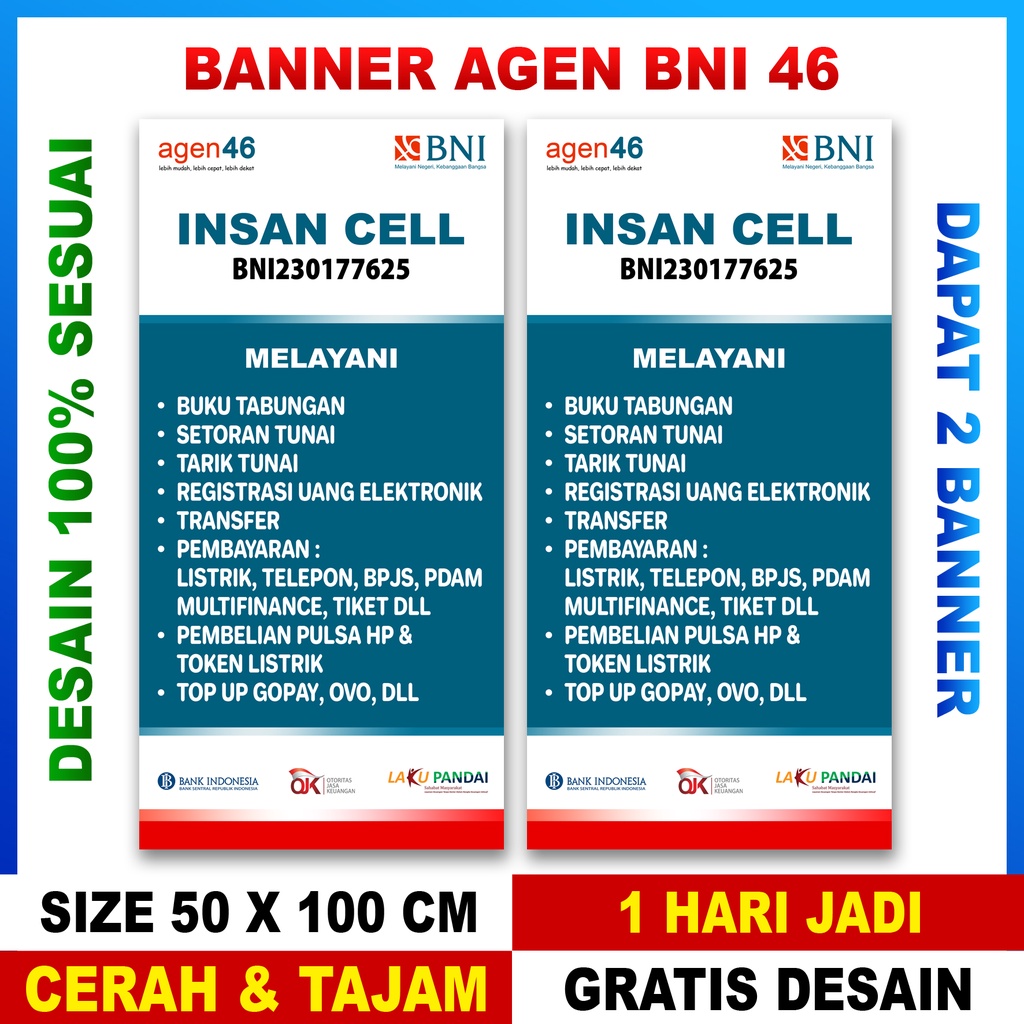 Jual SPANDUK BANNER BNI 46PAKET 2 BANNER MURAH | Shopee Indonesia