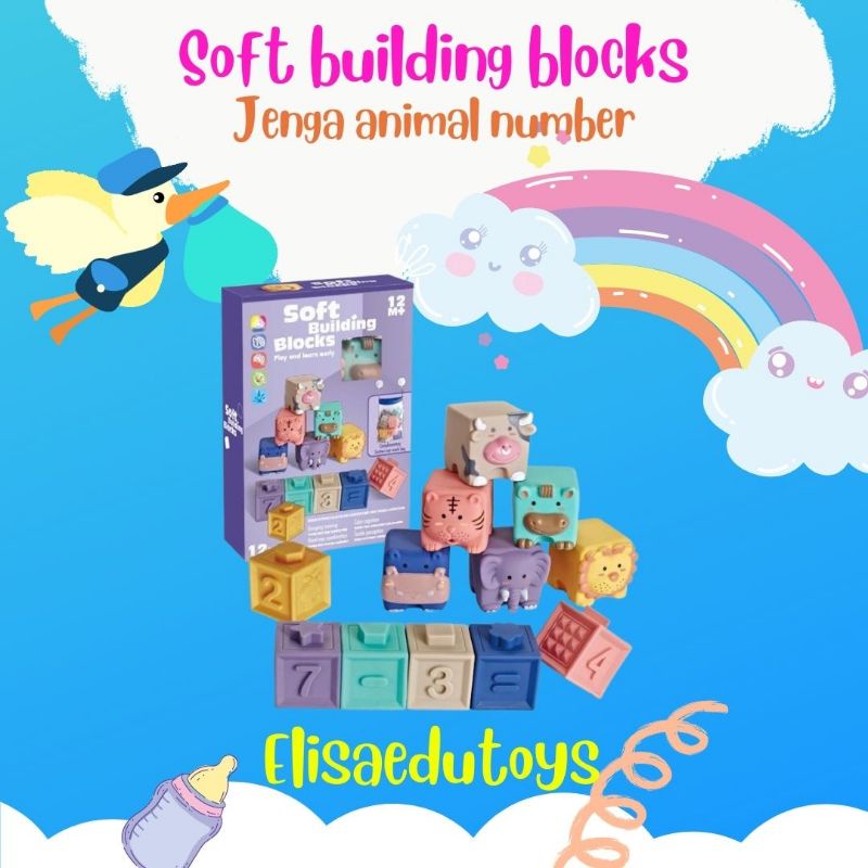 Jual jenga soft building blocks baby blocks | Shopee Indonesia