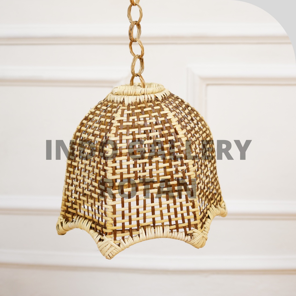 Jual Kap Lampu Gantung Cafe Lampion Rotan Alami Light | Shopee Indonesia