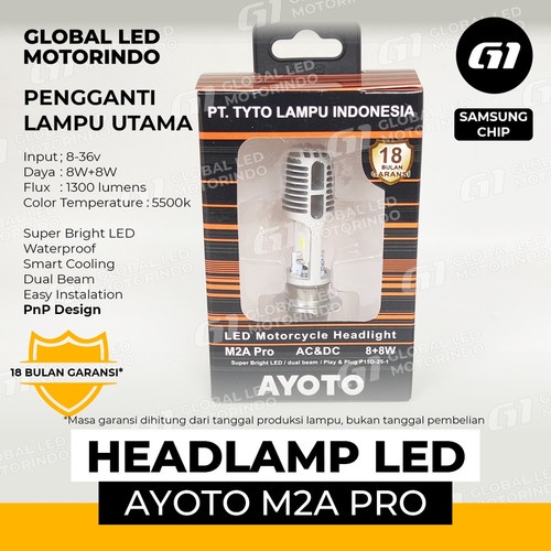 Jual Lampu motor depan LED AYOTO M2A PRO H6 AC DC Motor Matic Bebek AC DC | Shopee Indonesia