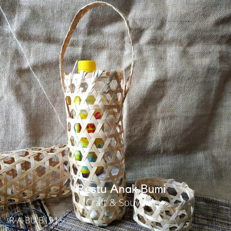 Jual (B191) Tempat Botol Bambu Cangking 10cm|Wadah Snack|Keranjang Aqua ...