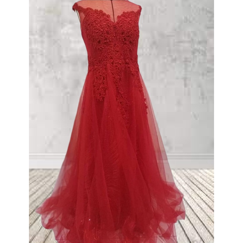 Jual Gaun Merah Mewah Elegant / Luxury Evening Red Gown / Mom's Bride ...