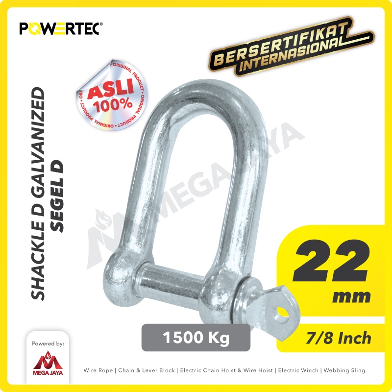 Jual POWERTEC Shackle D Galvanized 22mm - 7/8" Segel Dee Galvanis ...