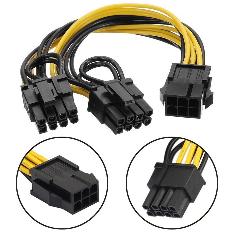 Jual Kabel Power PCIe VGA 6 Pin Female to Dual 8 Pin (6+2) | Shopee ...