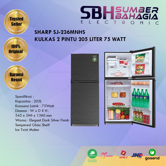 Jual SHARP SJ-236MNHS KULKAS 2 PINTU 205 LITER 75 WATT (NEW) | Shopee ...