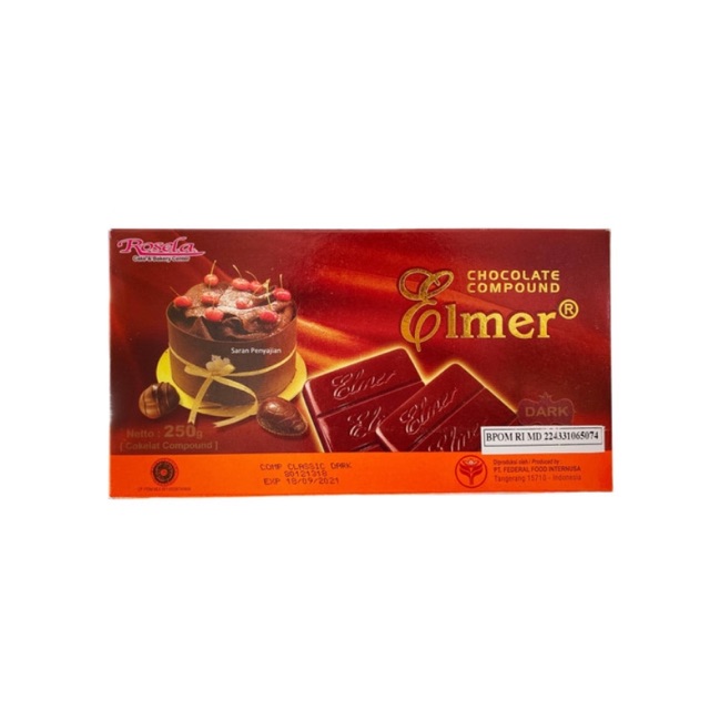 Jual Elmer Chocolate Compound Dark Classic 250 gram / Dark Chocolate ...