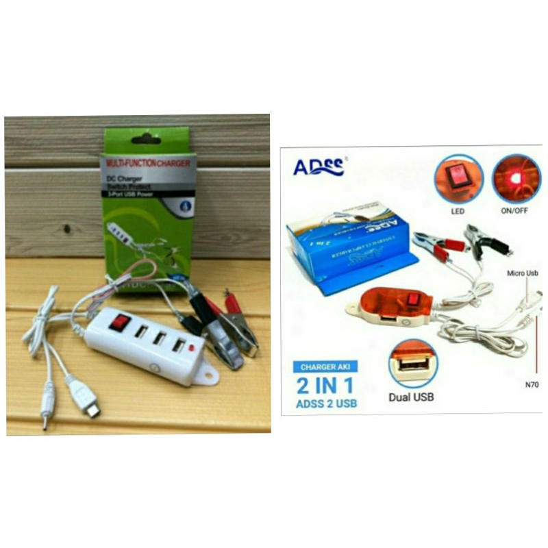 Jual Charger aki Travel Charger Cas Aki Motor 2in1 AADS | Charger aki ...