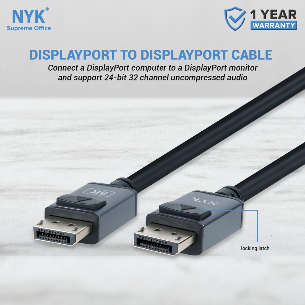 Jual Kabel Display Port to Display Port NYK 8K/4K/2K | Shopee Indonesia