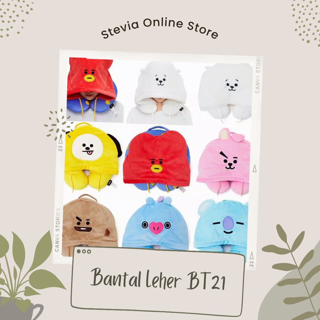 Jual KPOP BTS BT21 U-Shape Bantal Leher dengan Topi BTS Lucu dan Imut | Shopee Indonesia