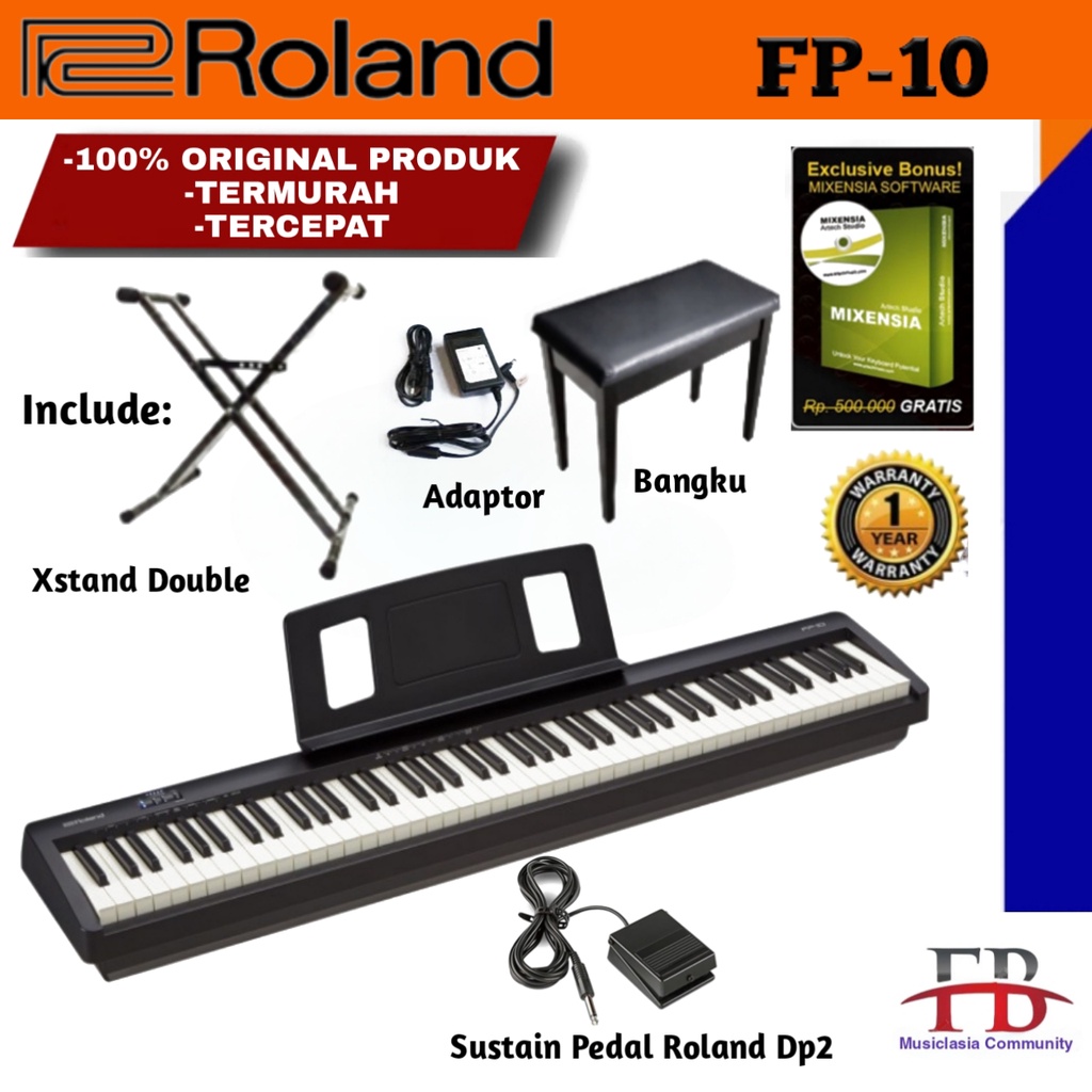 Jual Digital Piano Roland FP10 Free Xstand Double / Alat musik FP-10 ...