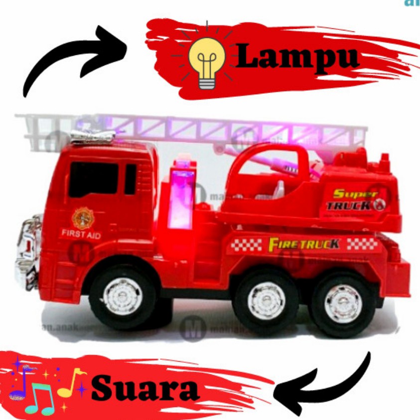 Jual Mainan Mobil pemadam truck city tangga gerak dan suara | Shopee ...