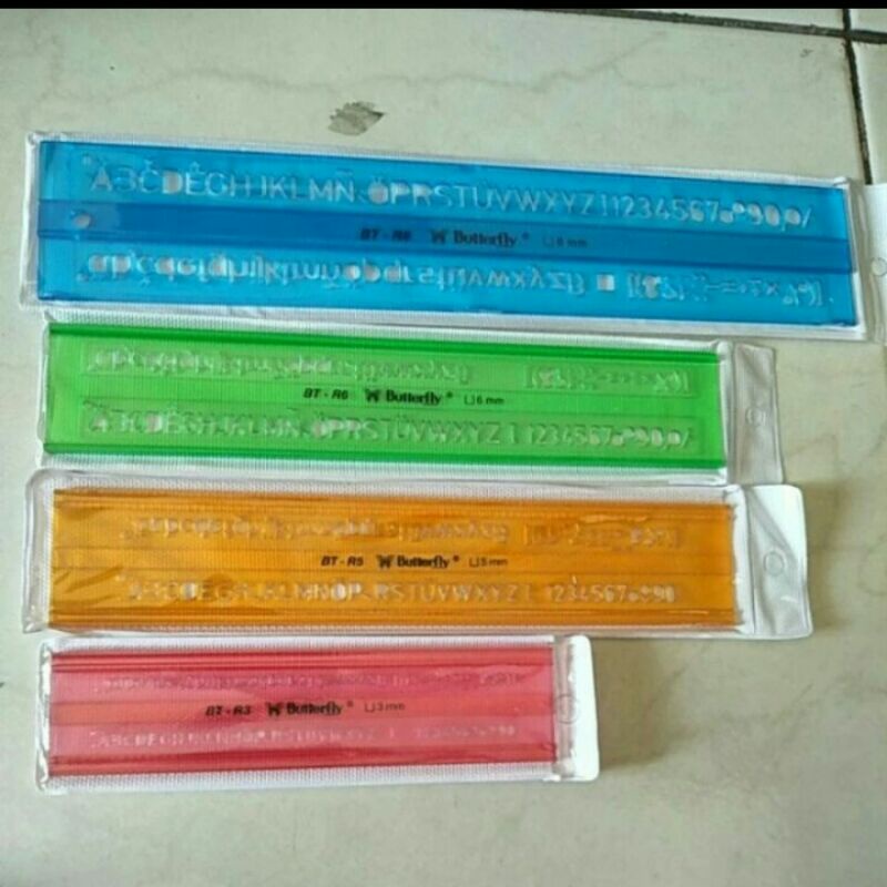 Jual Penggaris Butterfly 6 mm BT-R6 Mal Huruf Angka Sablon | Shopee ...