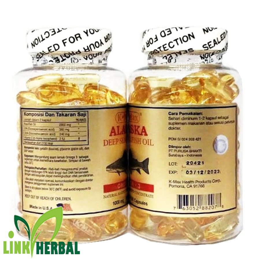Jual Omega 3 K-Max Alaska Tutup Putih Fish Oil 1000 mg | Shopee Indonesia