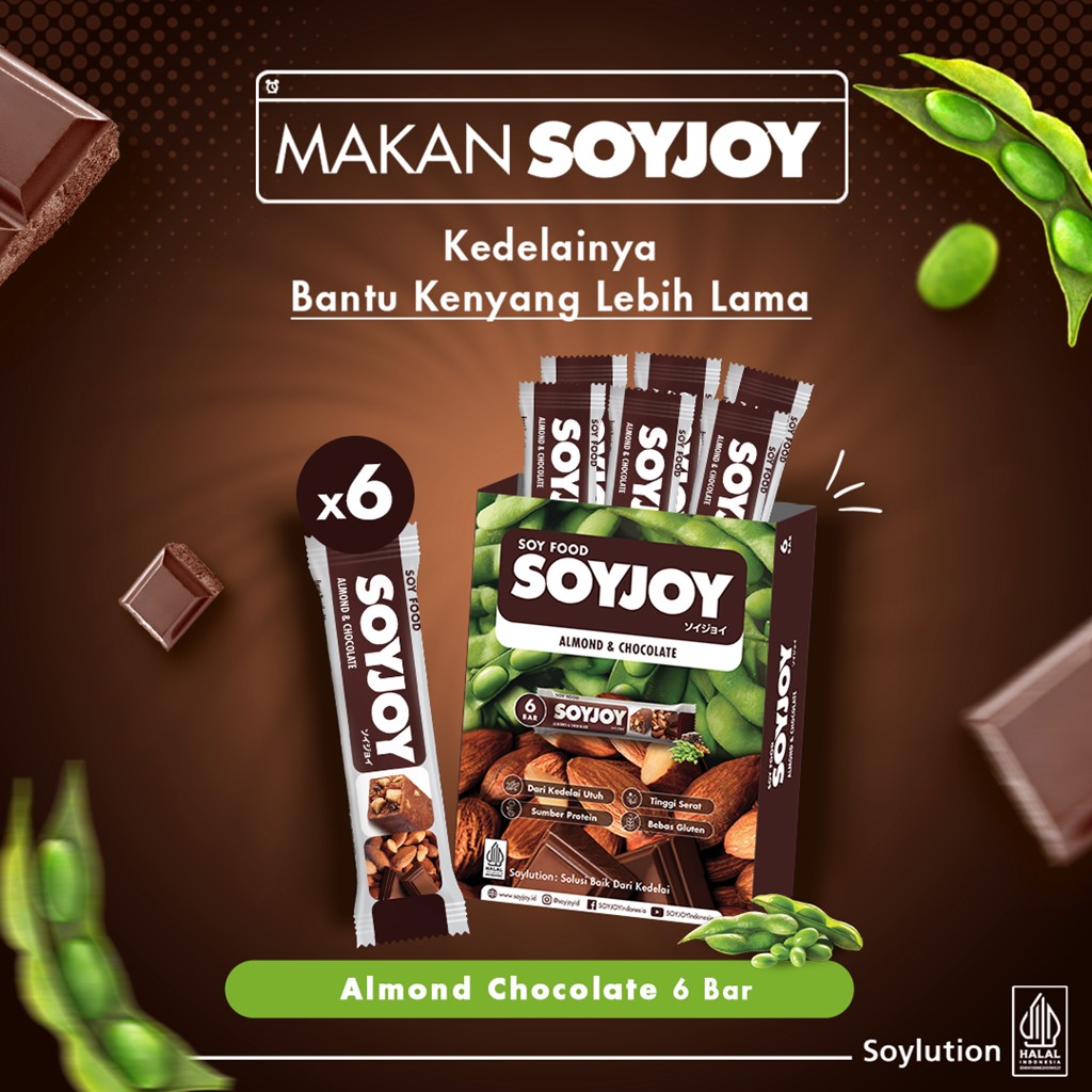 Jual SOYJOY Snack Bar Kedelai Almond Chocolate Box isi 6 Bar | Shopee ...