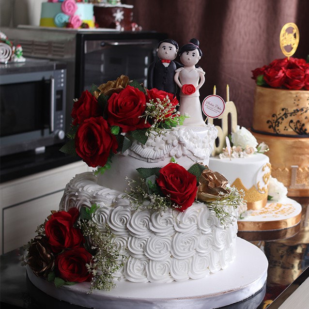 Jual Kue Pernikahan / Wedding Cake 2 susun Cream / MOHON BACA ...