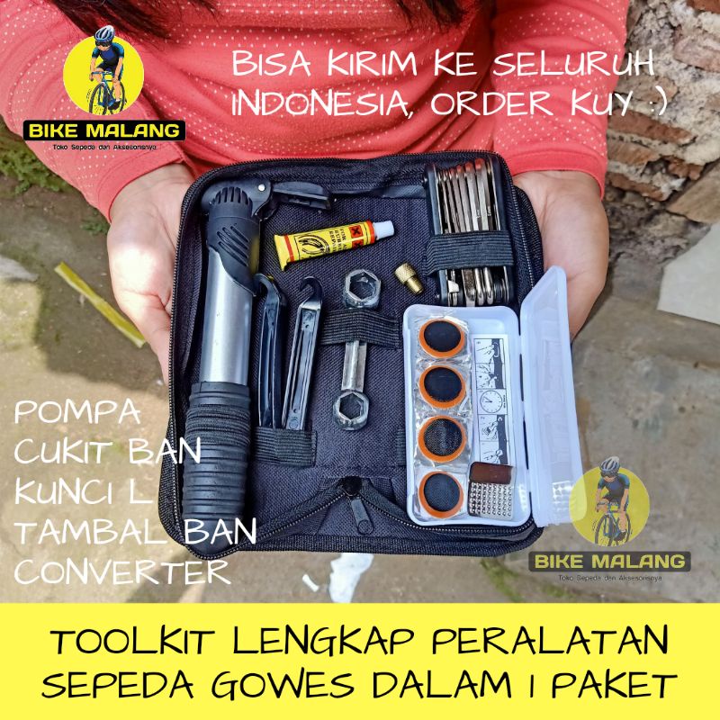 Jual Toolkit Lengkap Peralatan Sepeda Gowes Dalam 1 Paket Isi Pompa ...