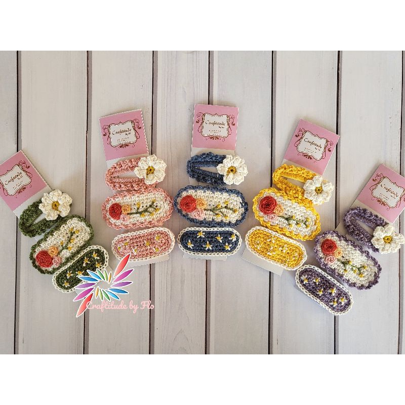 Jual Crochet Hair Clip Set Flowery Set Bunga Jepit Rambut Rajut ...