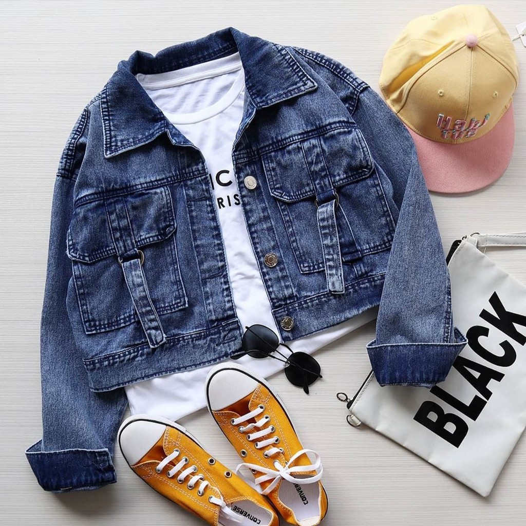 Jual JAKET JEANS CROPTY KODE FX 87382 (ring) | Shopee Indonesia