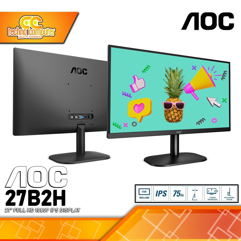 Jual MONITOR AOC 27B2H LED Monitor - 27 inch, FHD (1920 x 1080), IPS ...