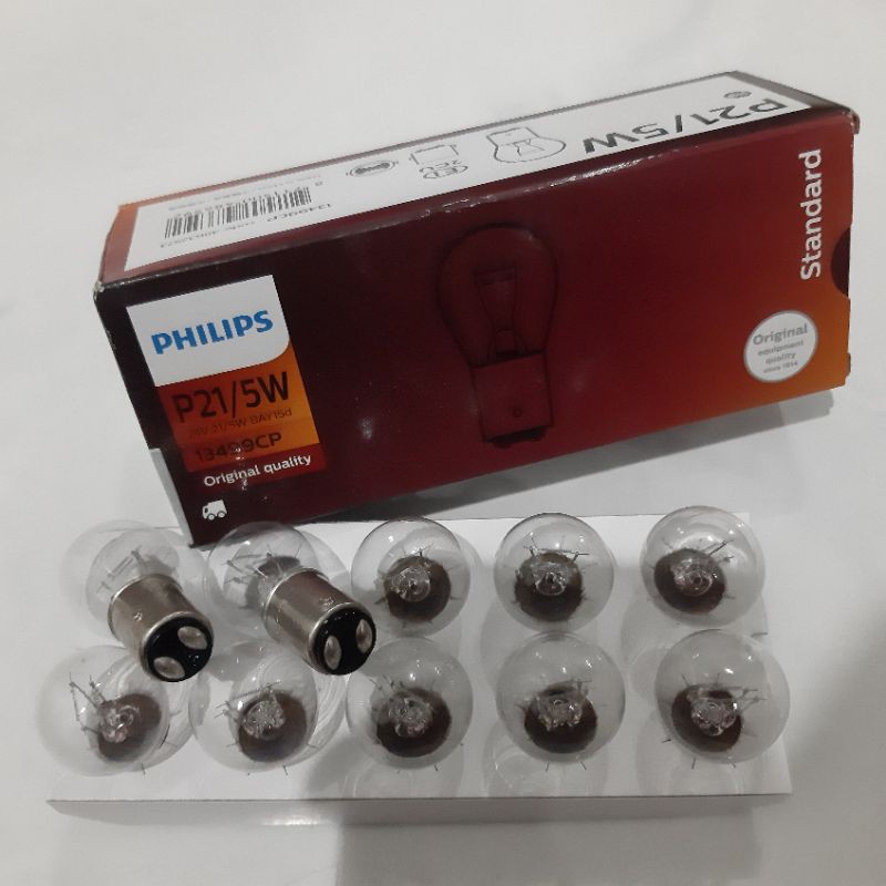 Jual Bohlam Lampu Stop Philips P21/5W 24V Kaki 2 Besar 21/5W BAY15D | Shopee Indonesia