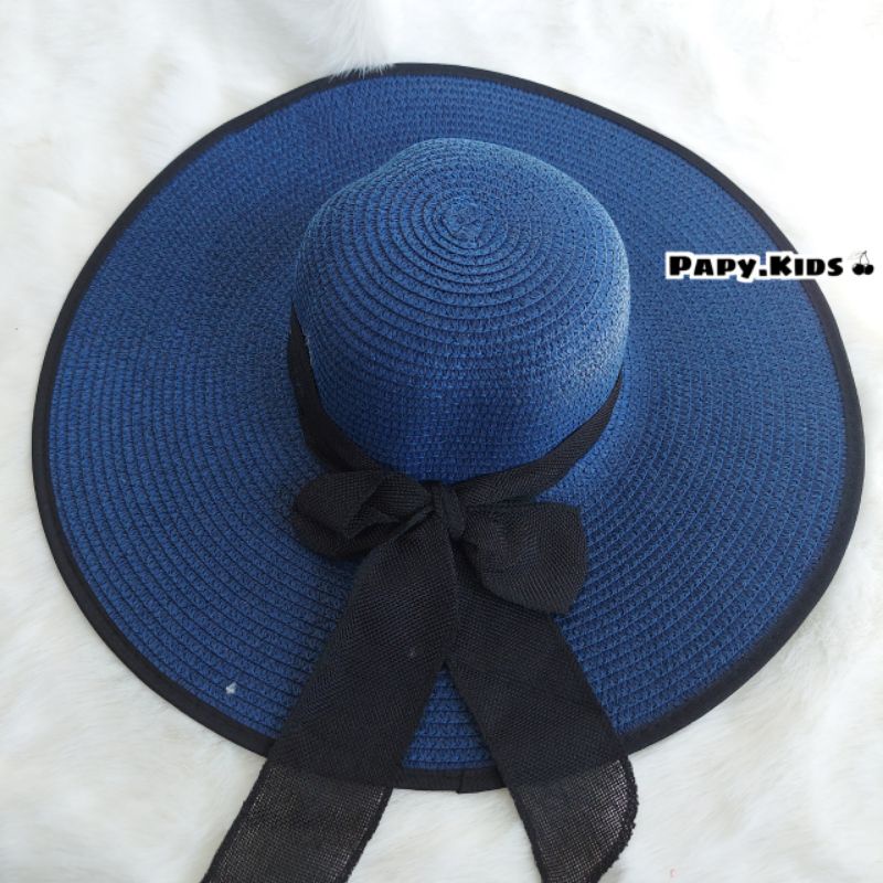Jual Topi pantai lebar list hitam PL3/ topi pantai lebar dewasa / Summer Hat | Shopee Indonesia