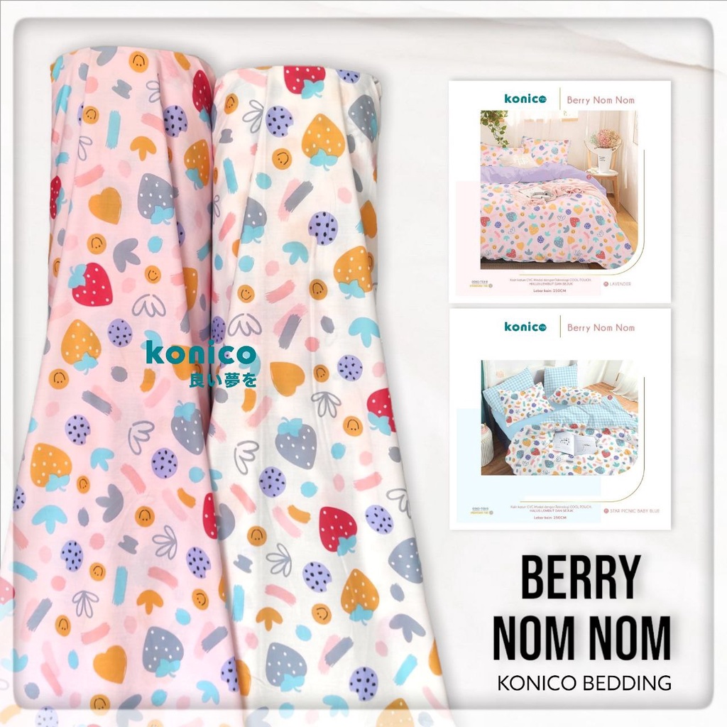 Jual KONICO Bahan Kain Sprei katun Motif tabur Anak BERRY NOM NOM | ELBHE STAR CATRA GROW ...
