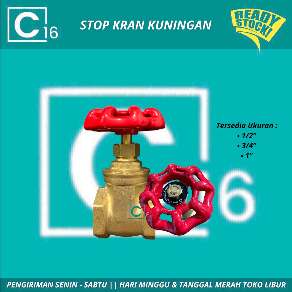 Jual Gate Valve Kuningan Ukuran 3/4" 1/2" Stop Kran Kuningan TERMURAH ...