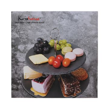 Jual KRISHOME CAKE STAND 2 TIER DIA30CM TEMPAT KUE 2 TINGKAT - HITAM ...