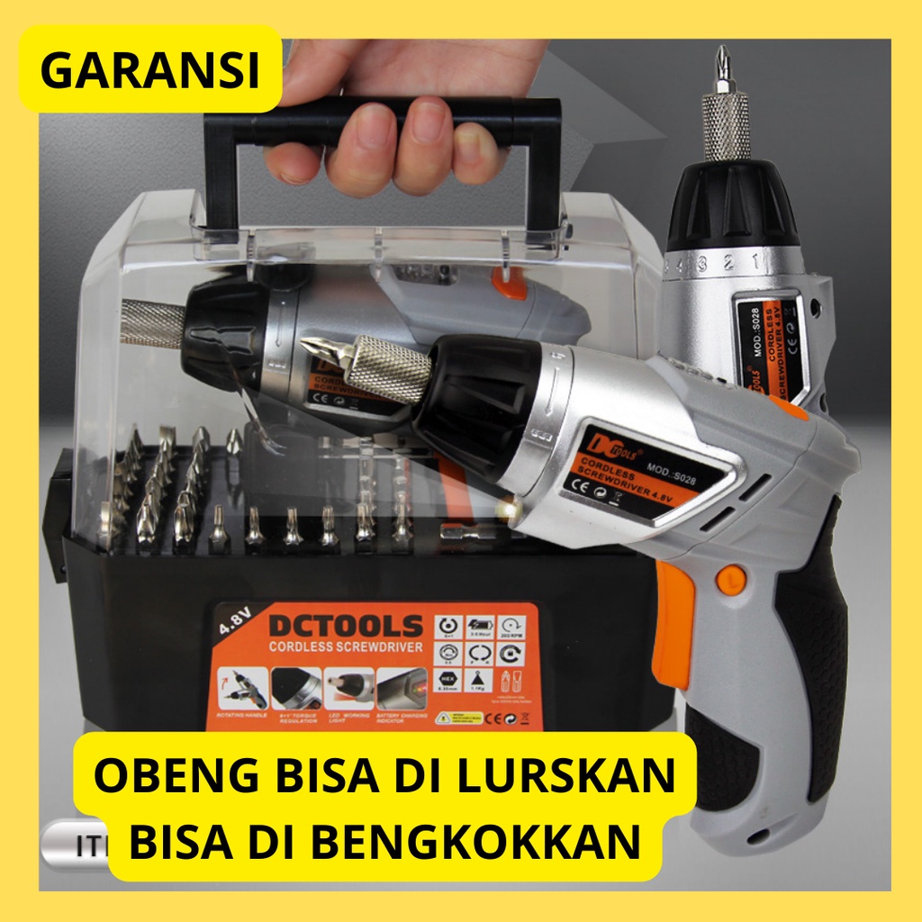 Jual DC tools Obeng Listrik Portable Tanpa Kabel Pakai Baterai 1 Set ...
