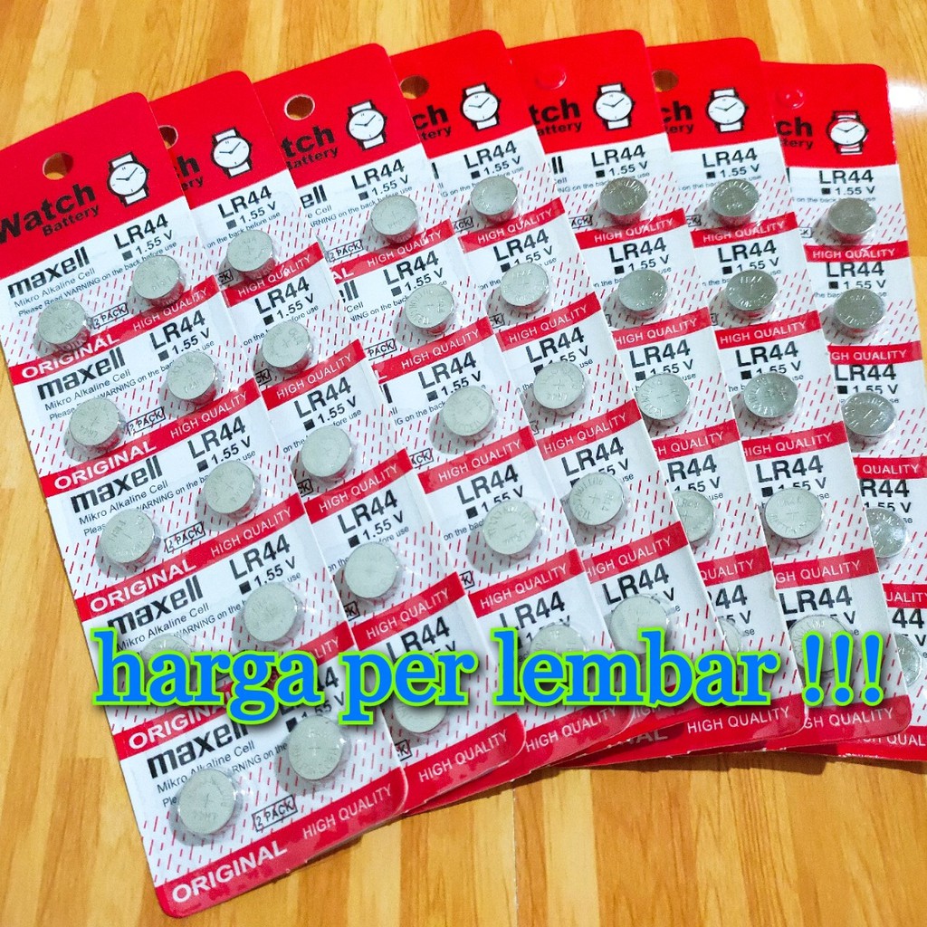 Jual (TERMURAH) BATERAI LR 44 / A76 / AG 13 HARGA PER LEMBAR / LR44 ...