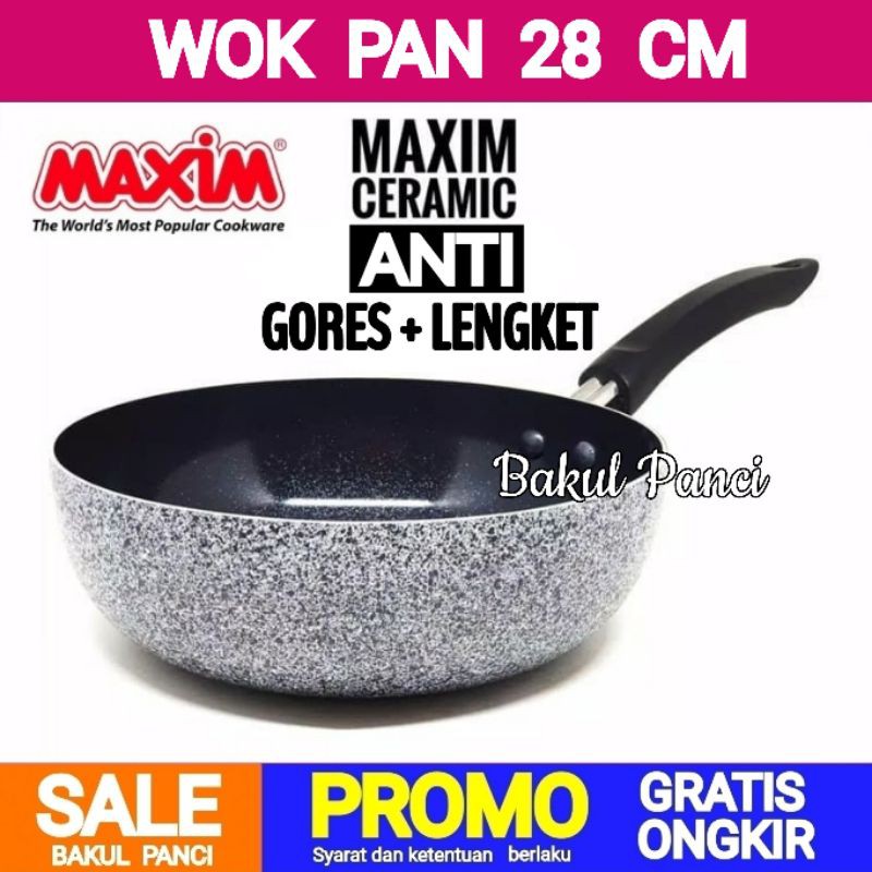 Jual MAXIM CERAMIC DEEP WOK 24 / 28 CM - MAXIM NEOSTONE STIR FRY 24 / ...