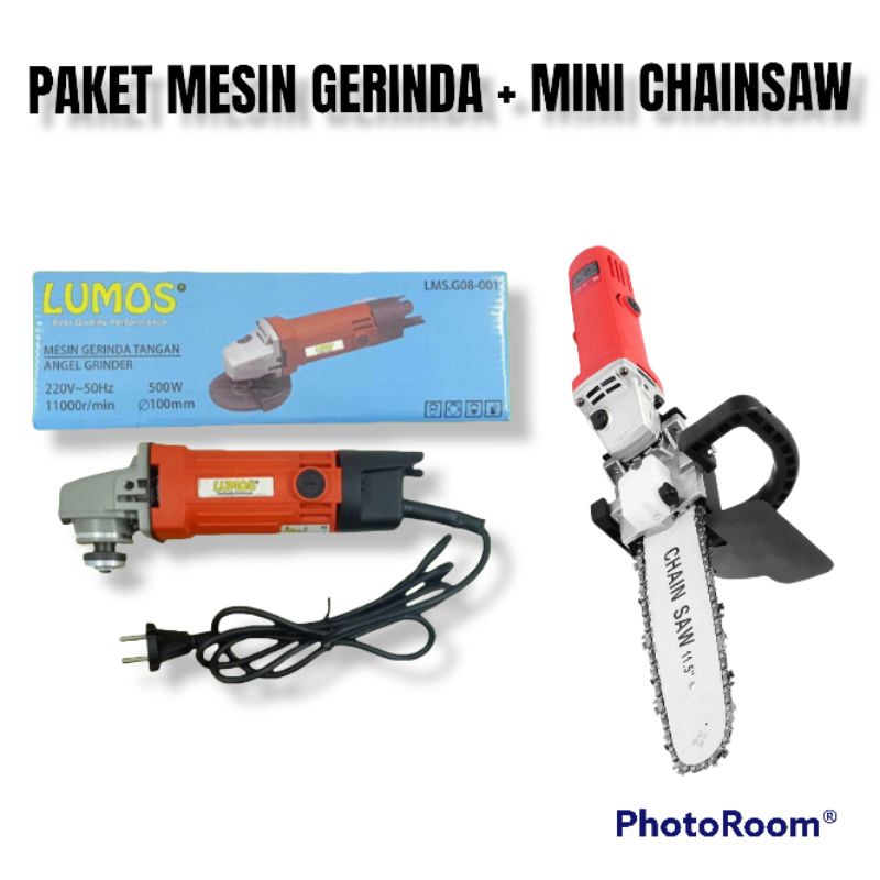 Jual PAKET MESIN GRINDA GERINDA + MINI CHAIN SAW 11.5 INCH SET | Shopee ...