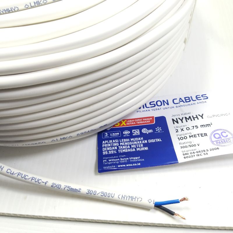 Jual Wilson Kabel Listrik 2x0.75 Meteran - Kabel Serabut 2x0,75 NYMHY ...