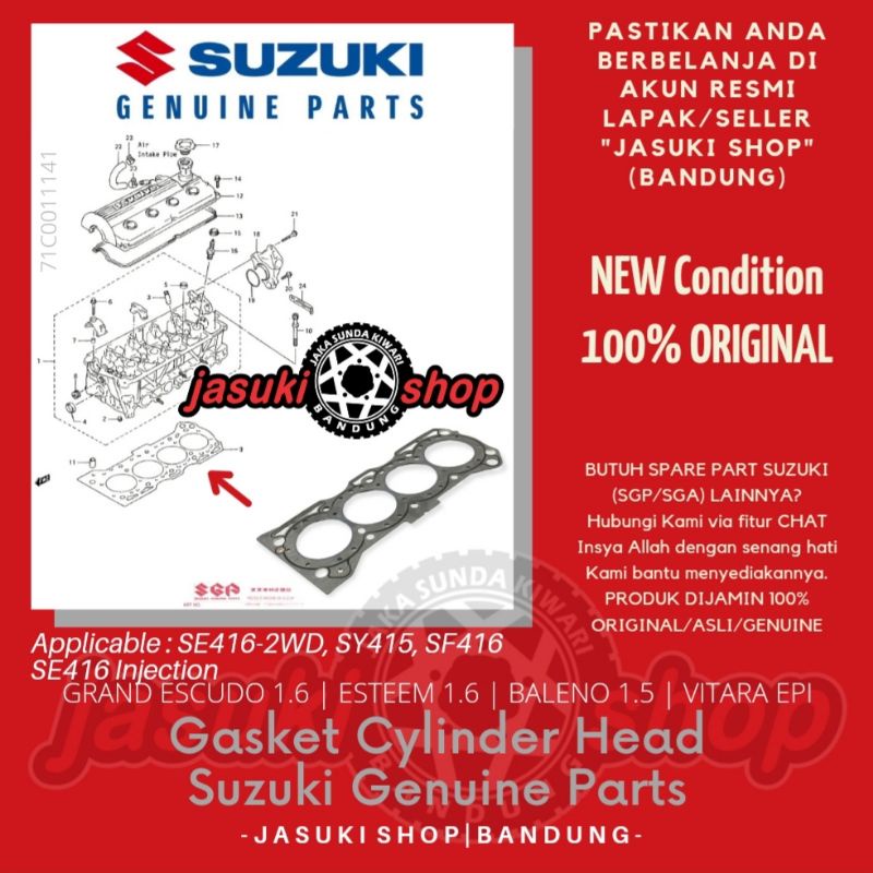 Jual Gasket Packing Paking Cylinder Head Deksel Klep Suzuki Esteem 1.6 ...