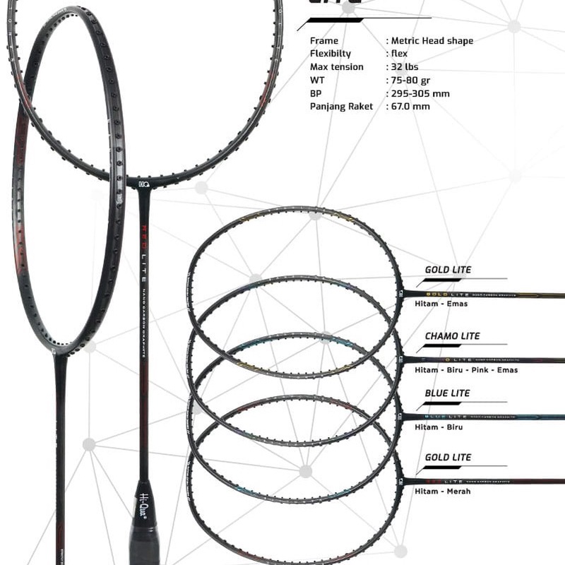 Jual Raket Badminton HIQUA HI-QUA LITE GOLD/CHAMO/BLUE/RED LITE RINGAN ...