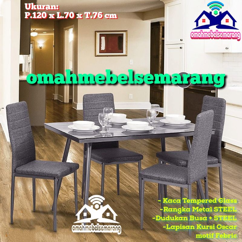 Jual Set Meja Makan Kaca Kaki Besi DS WOOD Dining set minimalis modern ...