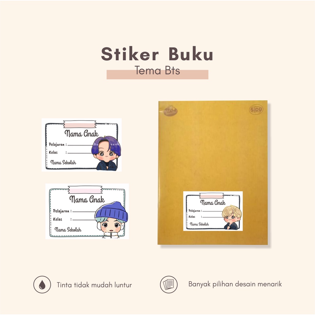 Jual (30pcs)Stiker dan label buku pelajaran Tema CHIBI BTS/murah/bisa ...