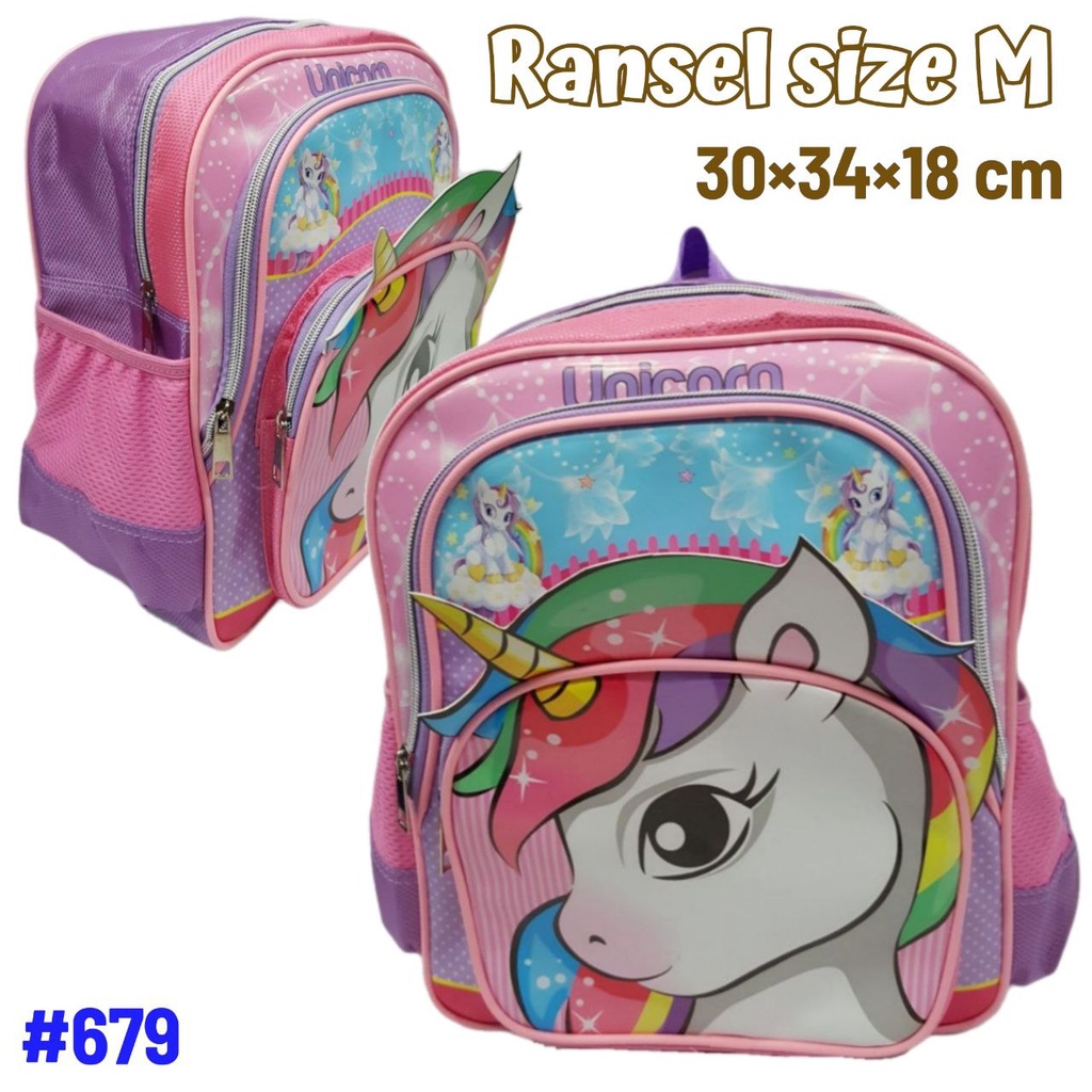 Jual Tas Ransel Unicorn / Tas Sekolah Gendong Ransel Anak Perempuan TK / Backpack School Unicorn ...
