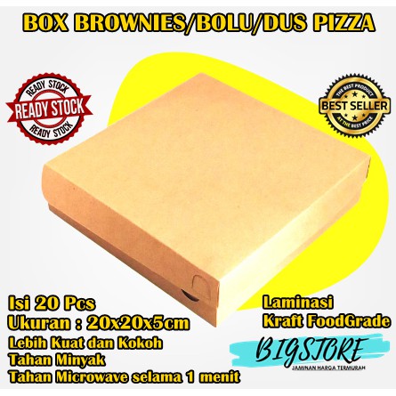 Jual Box Pizza / Box Brownies / Box Bolu / Box Baju / Ukuran 20x20x5 ...
