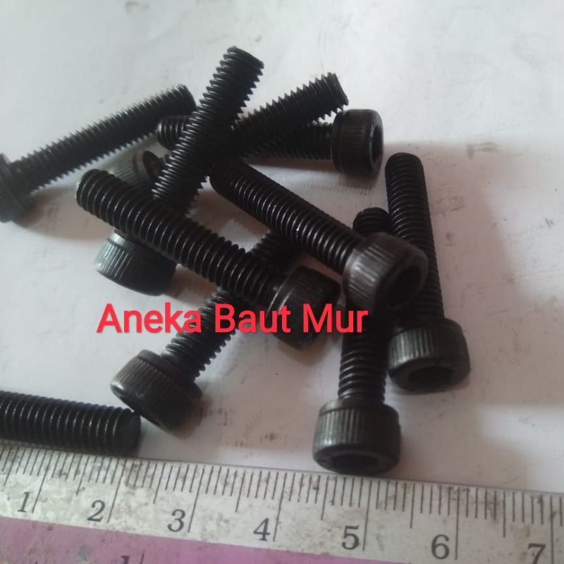 Jual Baut L Baja Hitam ukuran m6 x 20 atau baut drat 10 panjang 2cm | Shopee Indonesia