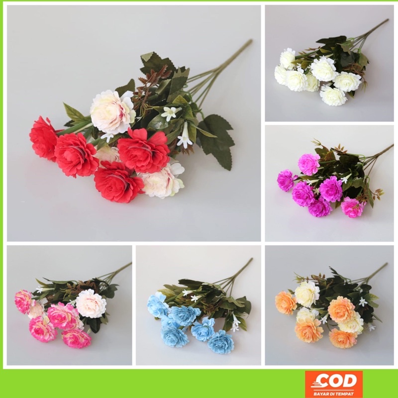 Jual Bunga Plastik Mawar Peony :) 7 tangkai 7 Kuntum bunga hias bunga ...
